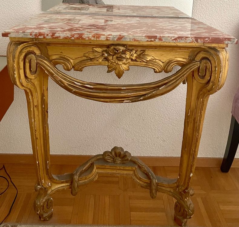 Antick Konsole Louis XV Still aus Holz geschnitzt auf Marmor (Gebraucht ...