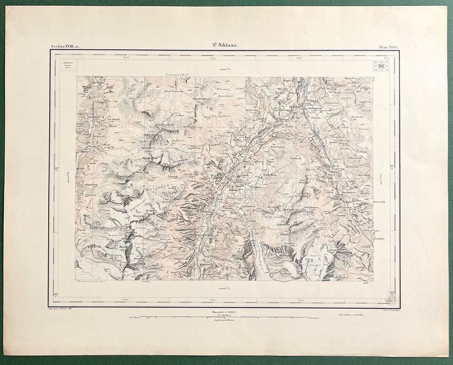 Siegfriedatlas Blatt 500: ST. NIKLAUS, VS, Erstausgabe 1891 (Gebraucht) in Bern für CHF 40 – mit ...