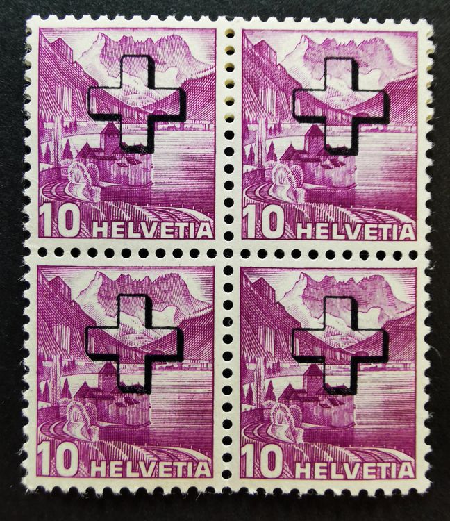 TR55 Bloc 4 Timbre Suisse Chargé Non oblitere (Gebraucht) in Cousset für CHF 1.25 – mit ...