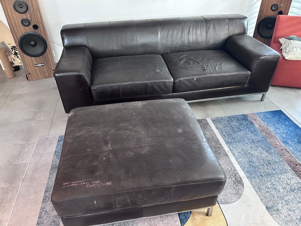 Rock n Roll Leder Sofa dunkelbraun, Bandraum, (Gebraucht) in Rüdlingen ...