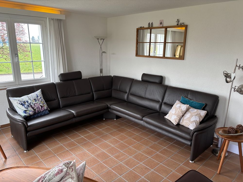 Schönes & bequemes Ledersofa dunkelbraun Sofa (ohne Makel) | Kaufen auf Ricardo