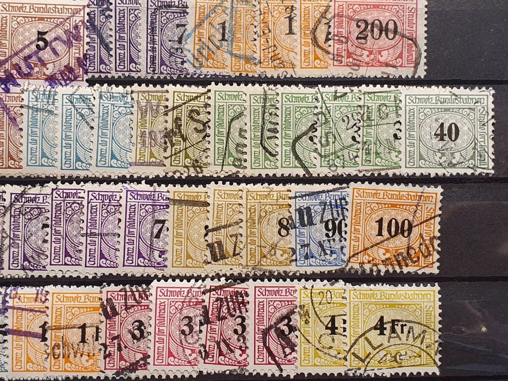SCHWEIZ BAHNPOST Briefmarken - schöne Steckkarte gefüllt (Gebraucht) in ...