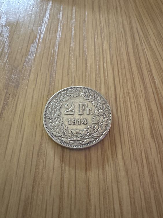 Silbermünze 2 Franken Helvetia 1914 Schweiz (Gebraucht) in Adliswil für CHF 20 – mit Lieferung ...
