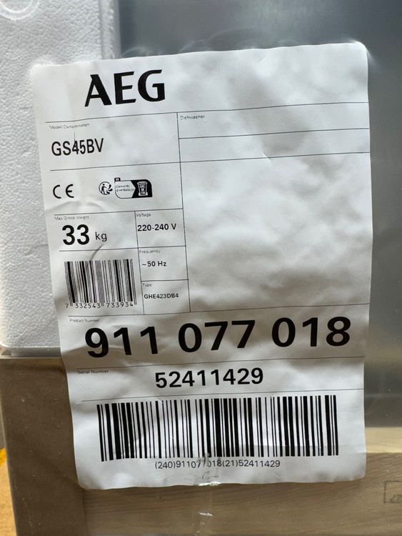 002 AEG GS45BV Geschirrspüler EURO-Norm 45cm Vollintegriert (Neu und ...