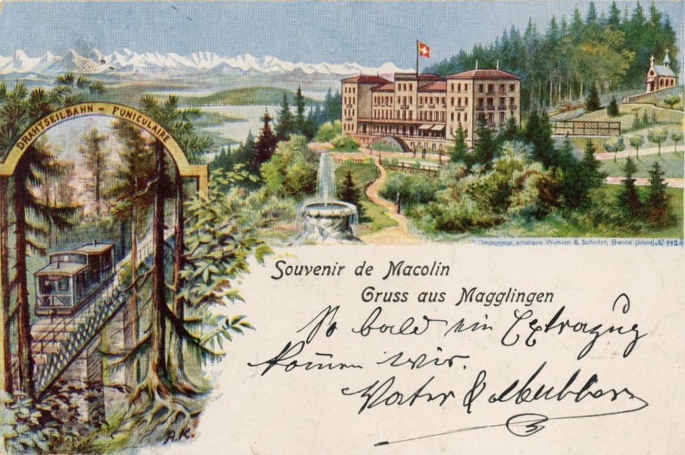 Magglingen / Macolin BE mit Drahtseilbahn LITHO um 1901 (Gebraucht) in ...
