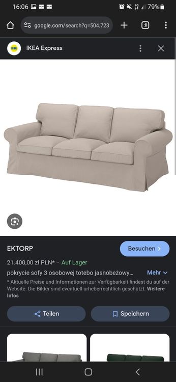 Neuwertig: Bezug Totebo Hellbeige für Ektorp 3er Sofa IKEA (Gebraucht ...