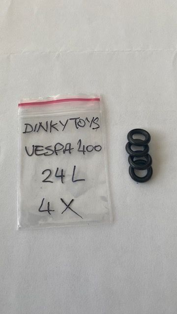 Dinky Toys lot de 4 pneus noirs pour Vespa 400 réf. 24 L (Neuf (Voir ...
