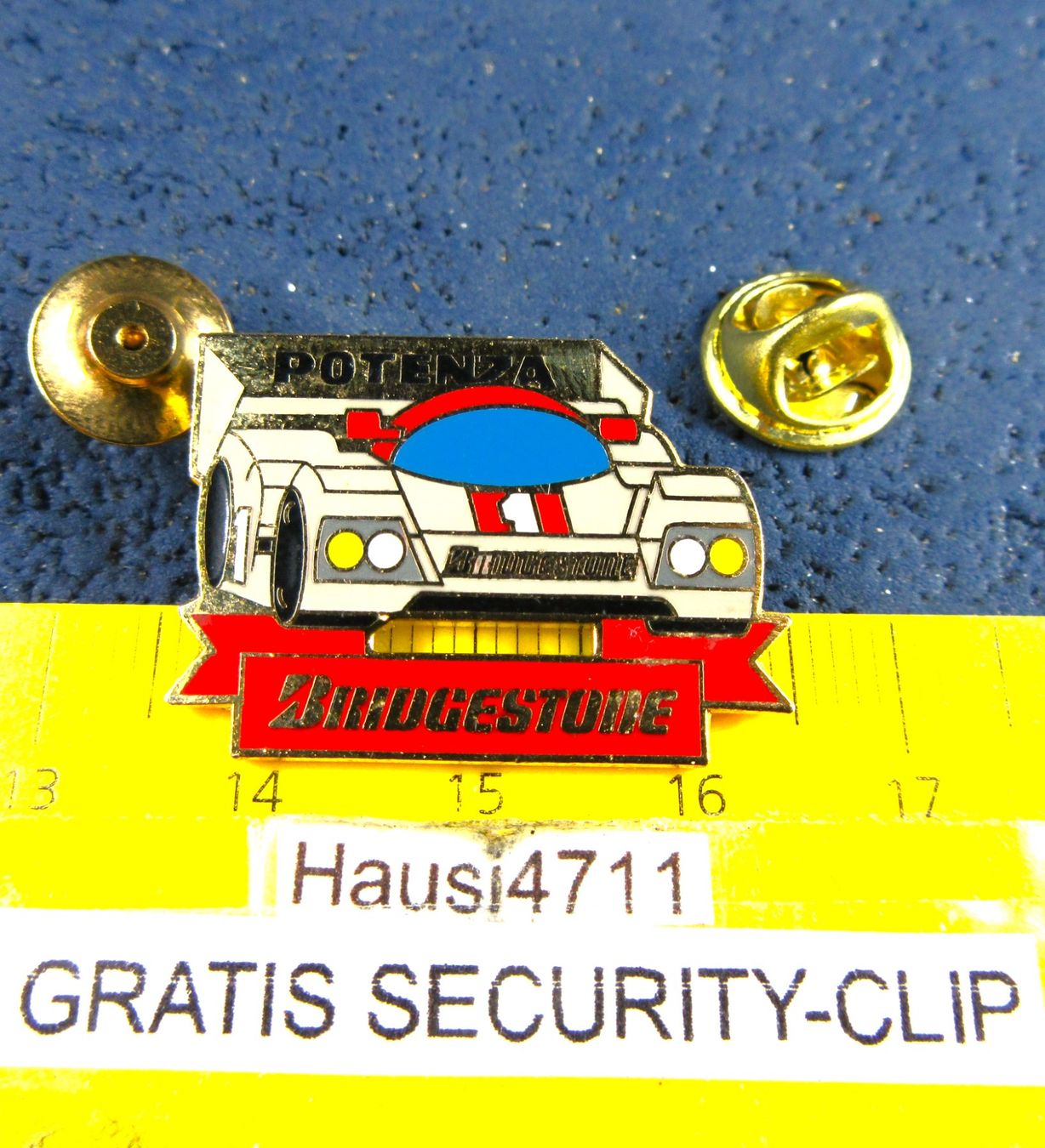BRIDGESTONE POTENZA RACING-CAR AUTO PIN MIT SECURITY-CLIP (Gebraucht ...