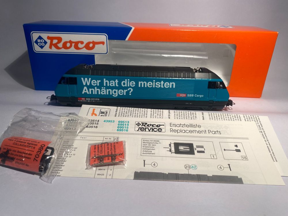ROCO E-Lok SBB RE460 CARGO Anhänger türkis, DC Digital (Gebraucht) in ...