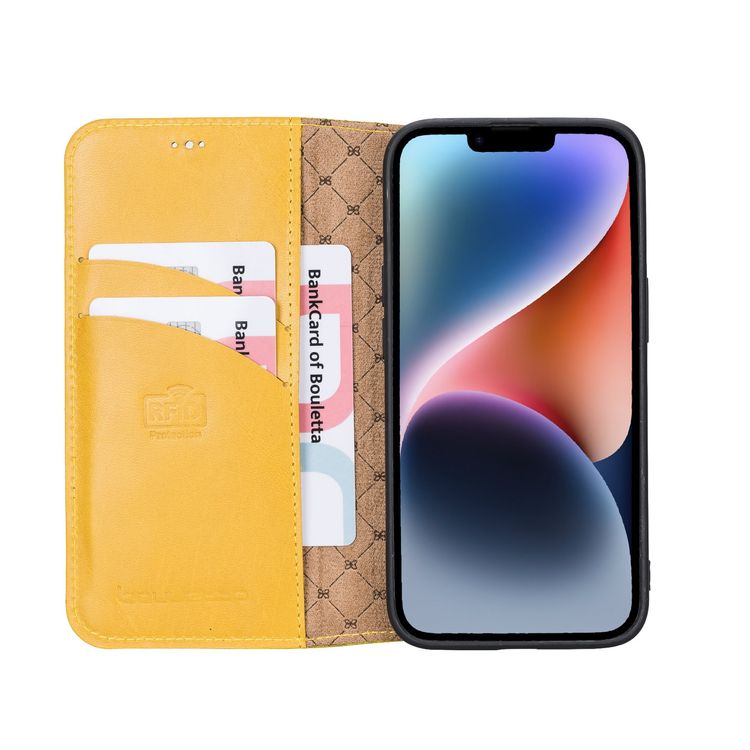 iPhone 13 Bouletta Brooks Echt Leder Slim Etui Gelb | Kaufen auf Ricardo