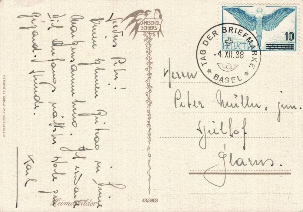 Realp, Briefmarke Ikarus, Poststempel Tag der Briefmark 1938 | Kaufen ...