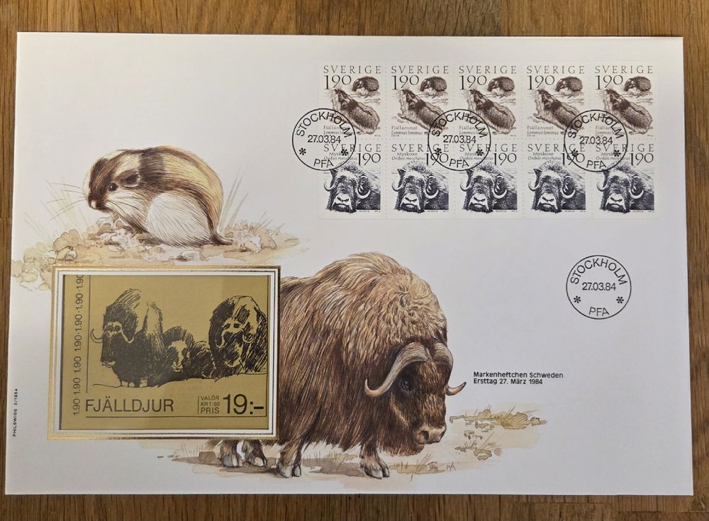 Schweden Briefmarkenheftchen Fjälldjur, Ersttag 1984! (Gebraucht) in ...