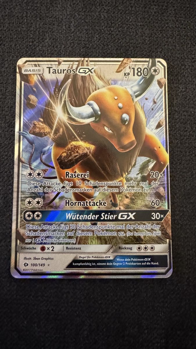 Taurus GX Pokémon Karte - Selten - Top Zustand!🔥🐮(100/149) (Neu (gemäss ...