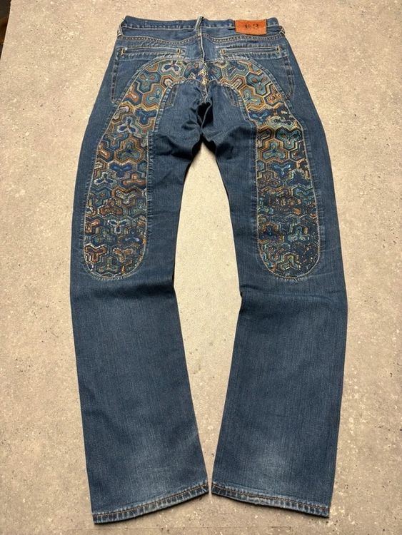 Jean Evisu bleu droit daicock seagull denim straight pant XY (Gebraucht ...