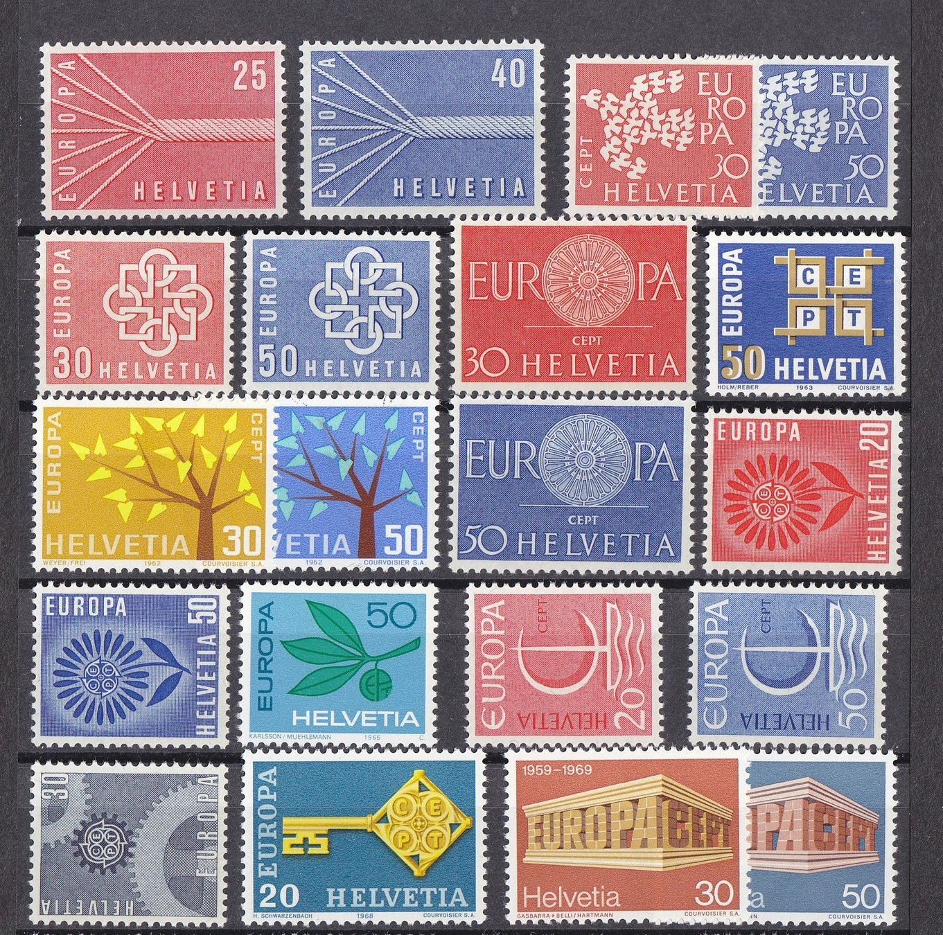 1957-1969 Komplette EUROPASÄTZE ** Postfrisch** Frankatur (Neu (gemäss ...