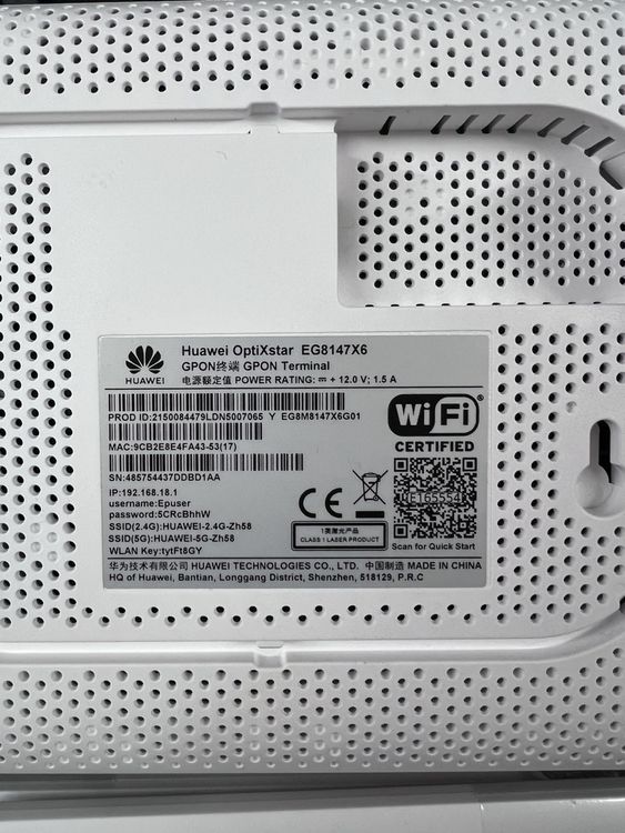 Huawei OptiXstar EG8147X6 GPON Terminal (Gebraucht) in Wohlen AG für CHF 50 – mit Lieferung auf ...