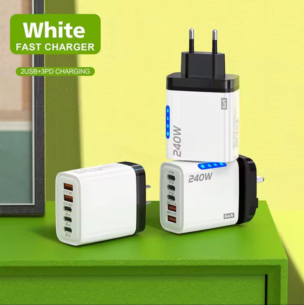 240W USB-C Schnelllader mit 5 Ports. Gelb (Neu und originalverpackt) in ...