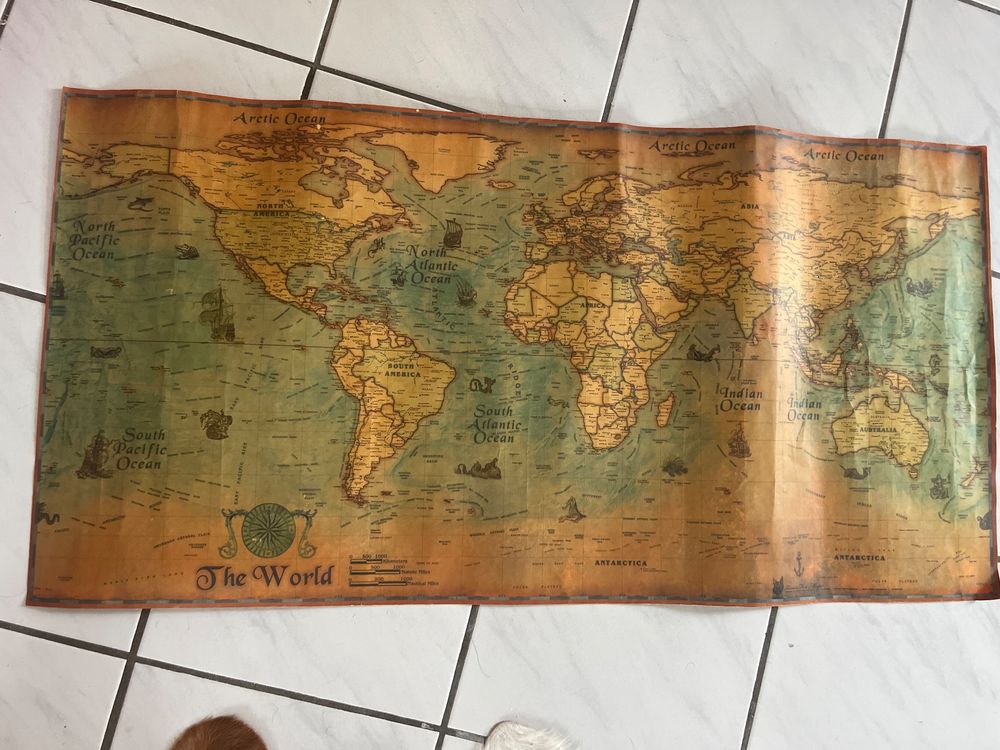 Weltkarte - Vintage Wandkarte für Weltenbummler! (Defekt) in Chiasso für CHF 1 – mit Lieferung ...