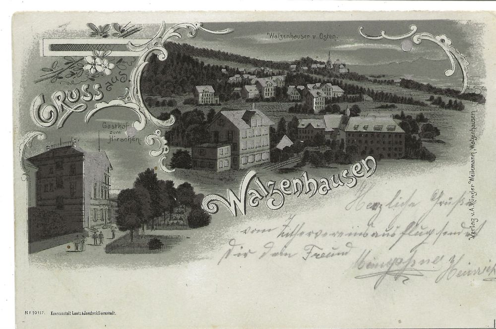 Gruss aus Walzenhausen (AR) Hirschen - Mondschein-Litho 1900 (Gebraucht) in Engelburg für CHF 17 ...