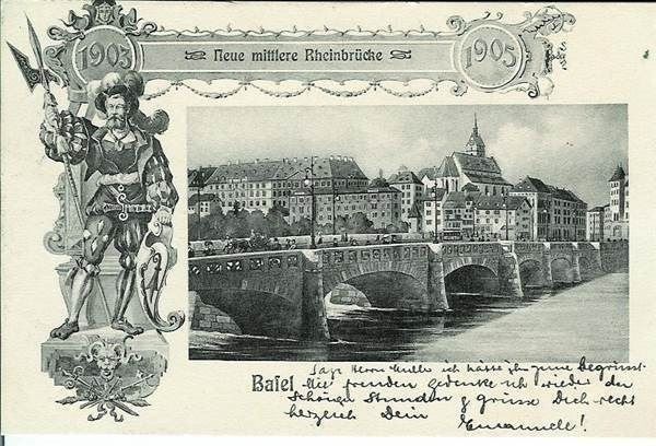 Basel BS Neue Mittlere Rheinbrücke Statue (Neu (gemäss Beschreibung ...