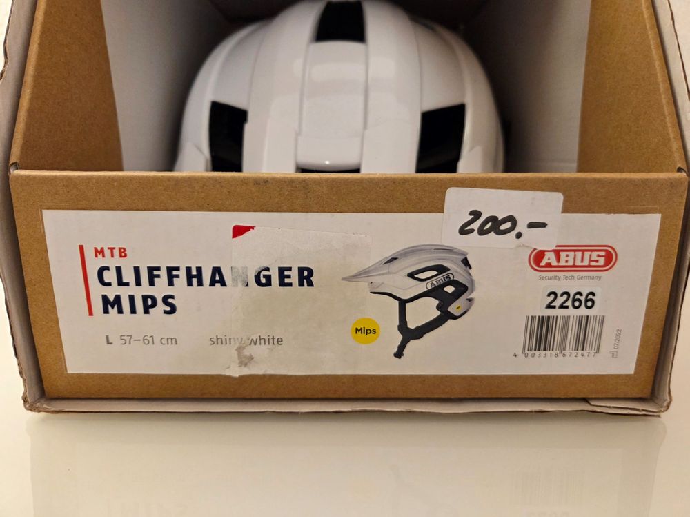 Abus CliffHanger MIPS Unisex, shiny white Gr. L 57cm - 61cm (Neu und ...