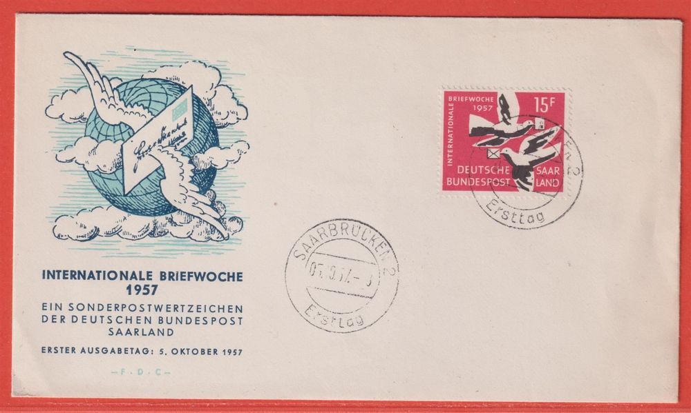 SAAR 5.10.57 SAARBRÜCKEN Nr. 408 FDC (Gebraucht) in Sarmenstorf für CHF 1.5 – mit Lieferung auf ...