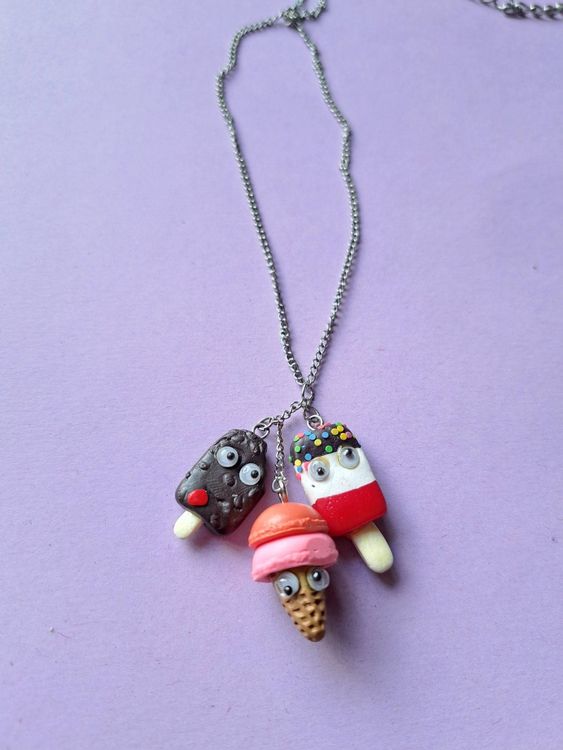 Kette Eiscreme mit beweglichen Augen, Statementpiece | Kaufen auf Ricardo