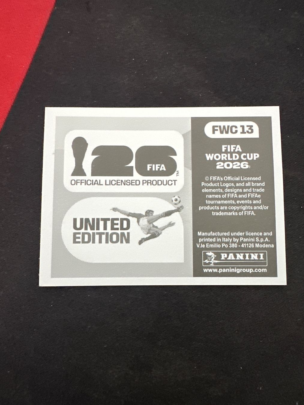Panini FIFA WM 2026 Sticker - FWC 13 (Gebraucht) in Sulz AG für CHF 0.6 ...