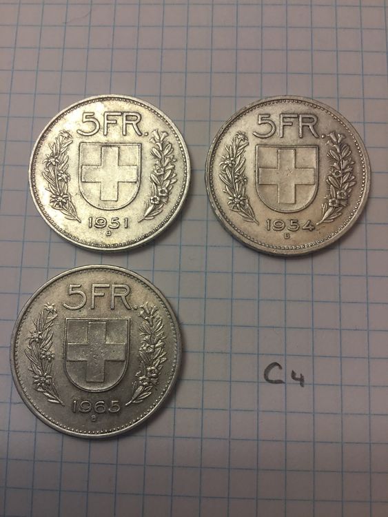 3 Stück 5 Franken Silbermünzen (Gebraucht) in Hubersdorf für CHF 32 – mit Lieferung auf Ricardo ...