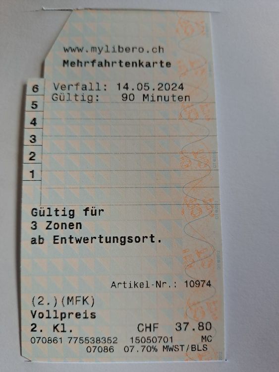 Libero Mehrfahrtenkarte 3 Zonen (Neu (gemäss Beschreibung)) in ...