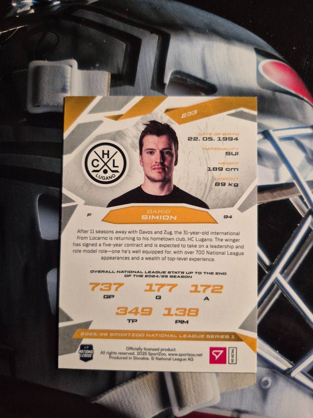 Dario Simion HC Lugano 2025/26 Sportzoo (Usato) a Treiten per CHF 1 ...