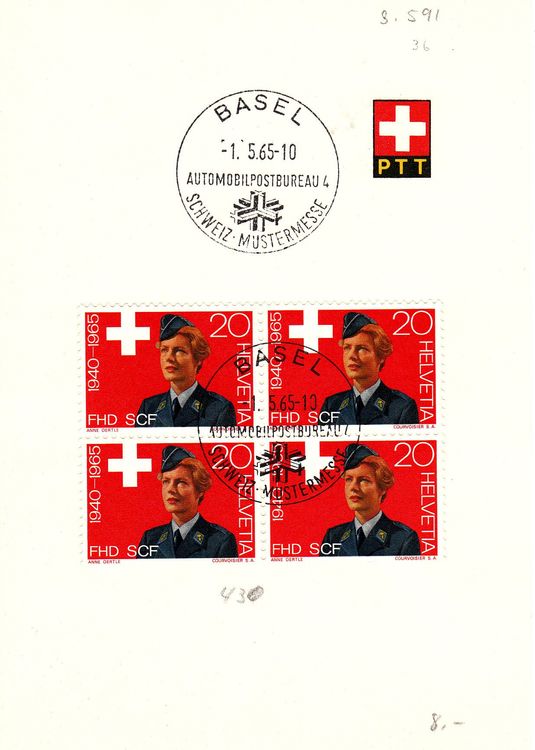 4x4er Blocks 1965 auf PTT Bögli mit erstem APB MUBA 1965 (Neu (gemäss Beschreibung)) in ...