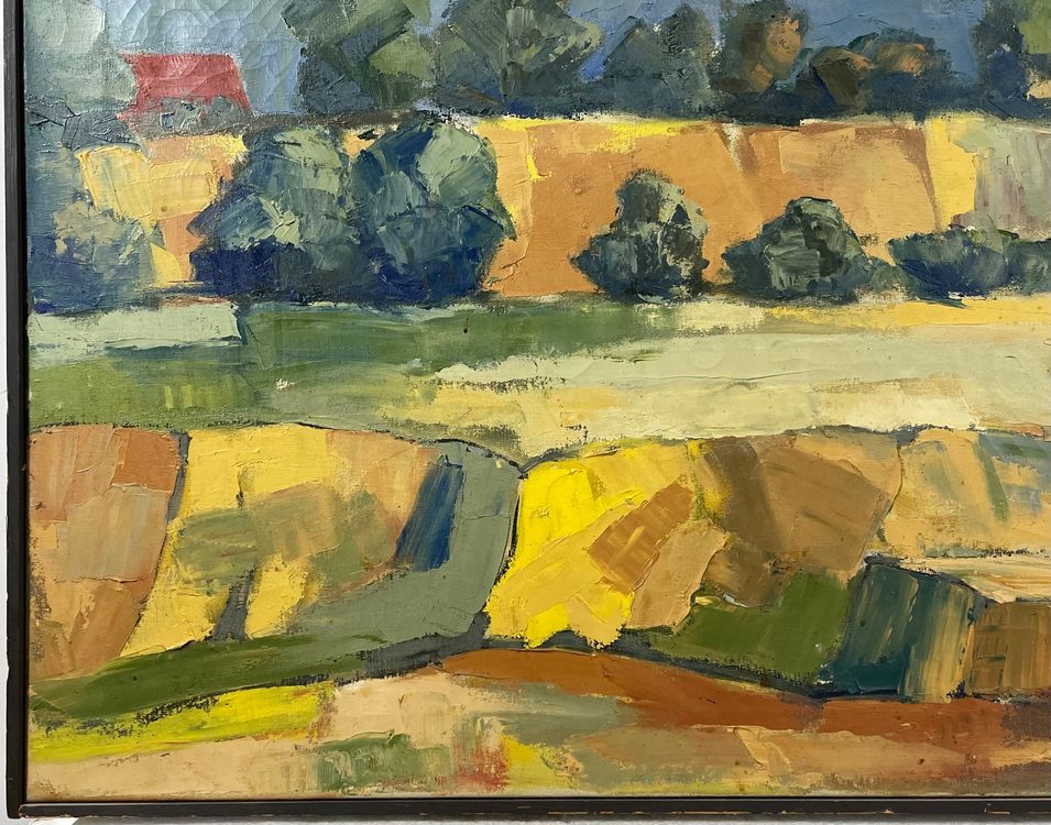 Grosses Feld Landschaft Gemälde unleserlich Signiert | Kaufen auf Ricardo