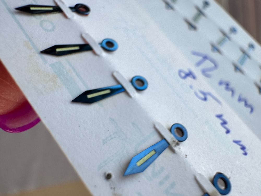 NOS Universo Watch Hands Blue Lume Vintage Uhr Zeiger Sword (Neu (gemäss Beschreibung)) in ...