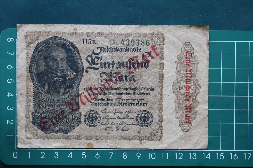 currency reichsbanknote 1000 Mark mit überdruck 1922 (Gebraucht) in ...