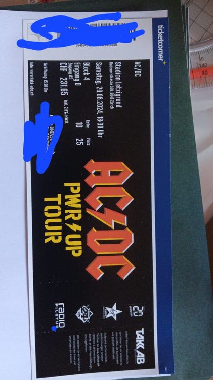 AC DC Sitzplatz Ticket Zürich | Kaufen auf Ricardo