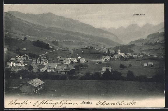 AK Nesslau, Totalansicht mit Churfirsten | Kaufen auf Ricardo