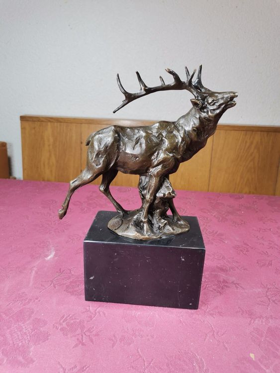 WUNDERSCHÖNER HIRSCH BRONZESKULPTUR RÖHRENDER HIRSCH SIGN. (Gebraucht ...