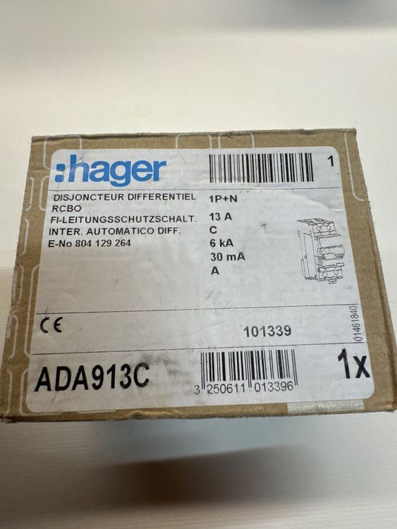 Hager ADA913C FI-Schutzschalter 1P+N 13A 30mA | Kaufen auf Ricardo
