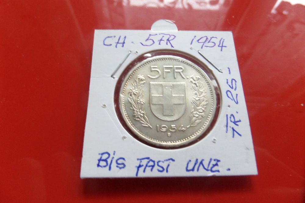 TOP Schweizer 5 Fr 1954 vorz-fast unz. SILBER | Kaufen auf Ricardo