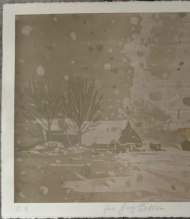 ROLAND FLÜCK HOLZSCHNITT SIGNIERT KÜNSTLERPROBE MIT WIDMUNG (Gebraucht ...