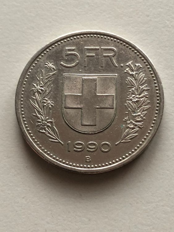5 FR. 1990 mit vertiefter Randschrift (Gebraucht) in Schötz für CHF 23 – mit Lieferung auf ...