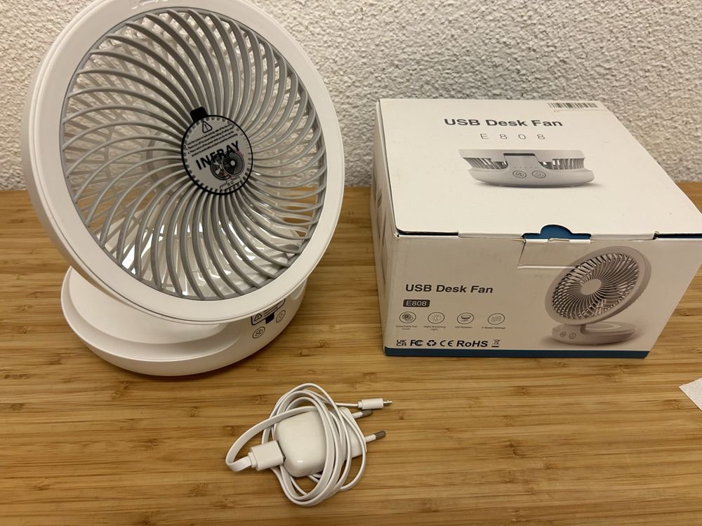 USB Desk Fan,4 Speeds,Rotating 120°,Extremely Quiet,Fast NEU (Neu ...
