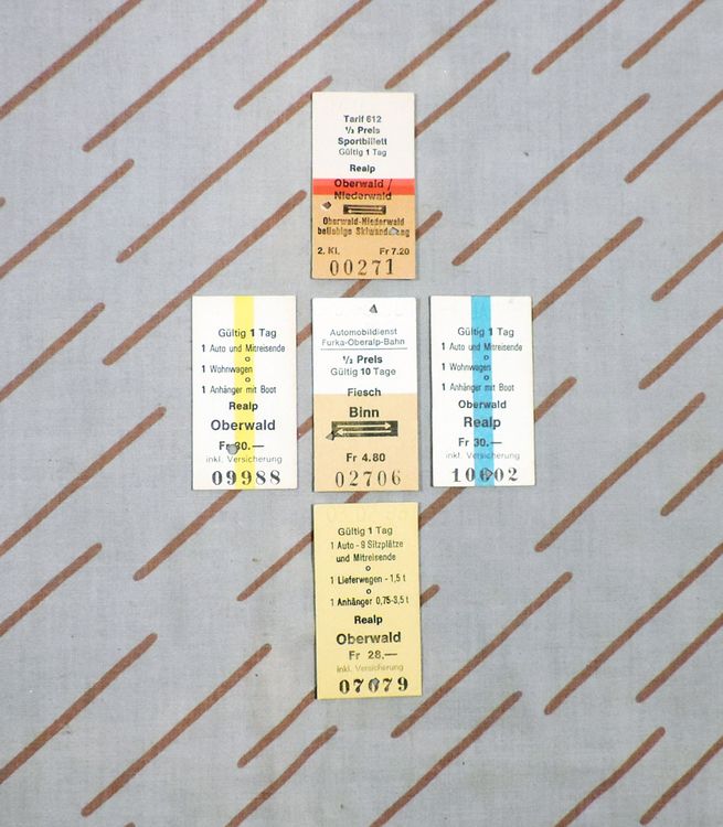 B93 - 4x Kartonbillette - Autozug Realp - Oberwald 1x Sport (Gebraucht ...