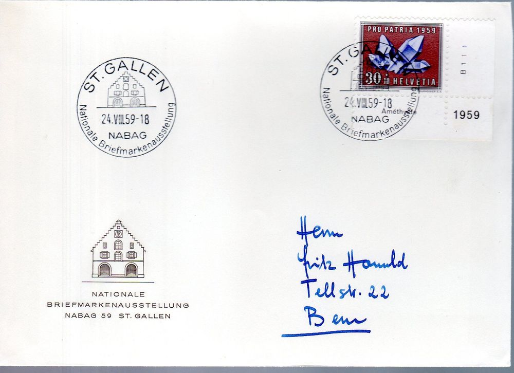 NABAG BEERN 1959 BUNDESFEIERMARKE MIT SONDERSTEMPEL - LU31 (Gebraucht ...