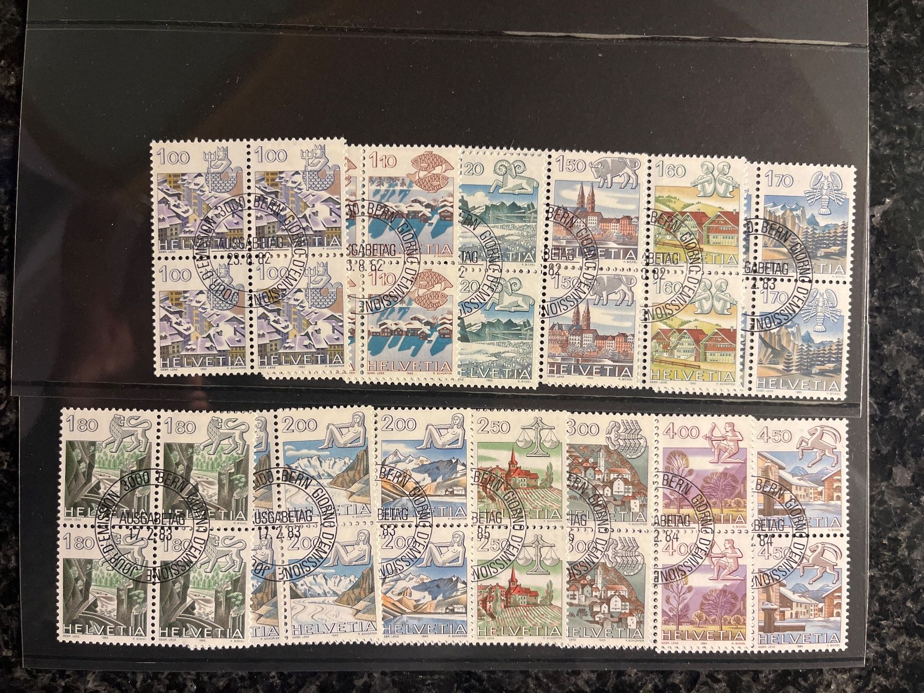 Tierkreiszeichen 1982-1986 4er-Block mit ET-Stempel (Neu (gemäss ...