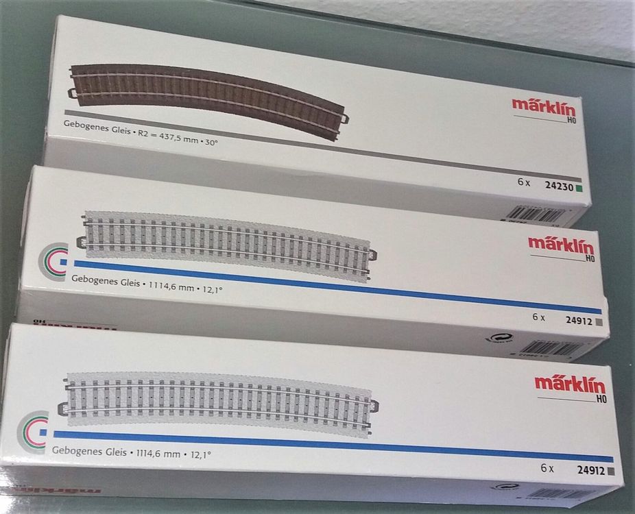 Märklin C-Gleis - 12 x 24912 u. 6 x 24230 Kurvengleise (Gebraucht) in ...