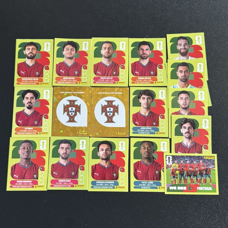 Portugal Panini Sticker FIFA WM 2026 Team Lot 26 Stück (Neu (gemäss ...