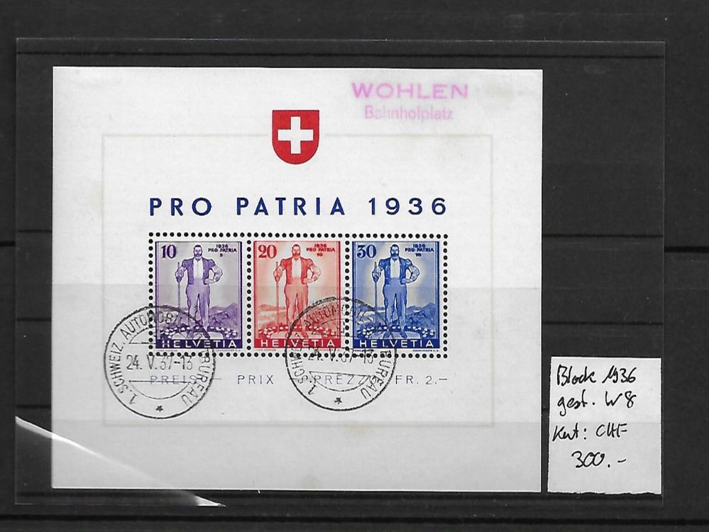 Block 1936 W8 gest. Kat: CHF 300.- (Gebraucht) in Basel für CHF 17 – mit Lieferung auf Ricardo ...