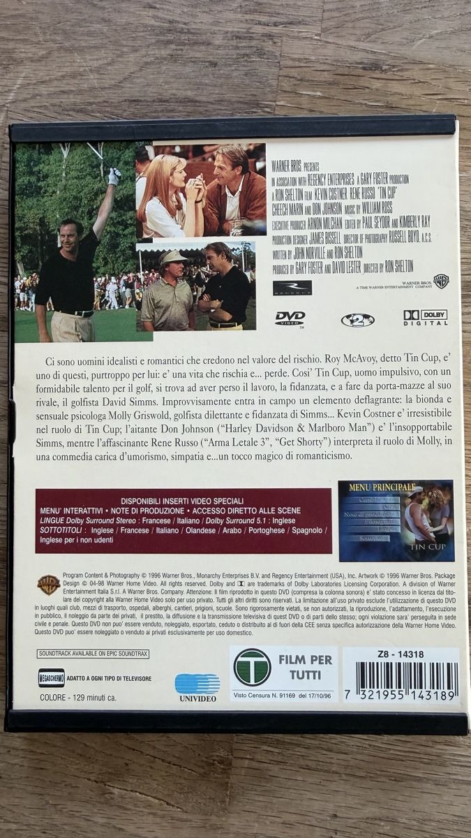 Tin Cup DVD Kevin Costner Rene Russo Golf Rom-Com Movie (Gebraucht) in ...